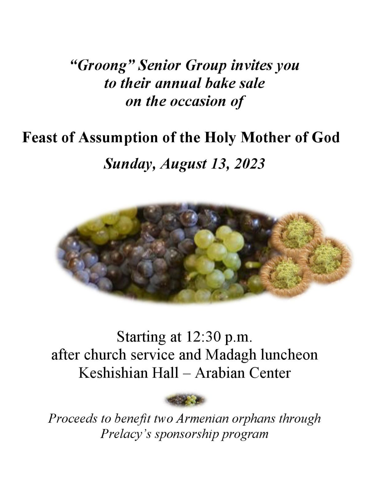 Feast of Assumption Bake Sale 2023 – Soorp Khatch